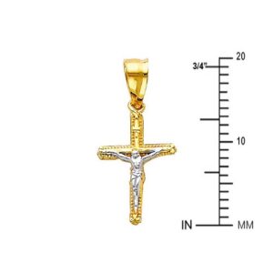 14k REAL Two Tone Gold Religious Jesus Crucifix Cross Charm Pendant