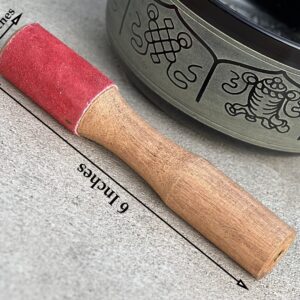 Tibetan Easy Play Hard Wood Singing Bowl Leather-Wrapped Striker, Mallet Red