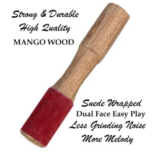 Tibetan Easy Play Hard Wood Singing Bowl Leather-Wrapped Striker, Mallet Red