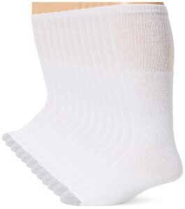 hanes over-the-calf tube socks 10 pack, 6-12-white