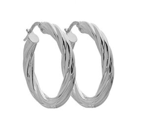 amoro italian sterling silver twisted hoop earrings 29mm x 29mm