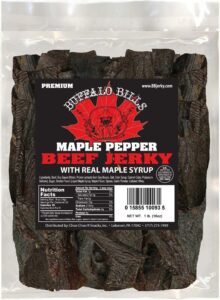 buffalo bills 16oz premium maple pepper beef jerky pieces (one pound bag in random size pieces)