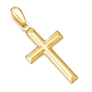 14k real yellow gold latin design religious cross charm pendant