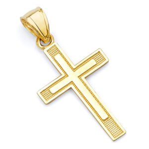 14k real yellow gold religious latin style cross charm pendant