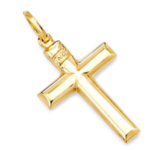 14k real yellow gold religious cross charm pendant