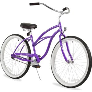 firmstrong urban lady single speed - women's 26" beach cruiser bike (purple)