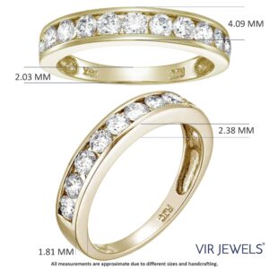 VIR JEWELS 1 cttw Diamond Wedding Anniversary Band for Women Half Eternity Diamond Engagement Ring 14K Yellow Gold Channel Set SI2-I1 Clarity Certified Size 7