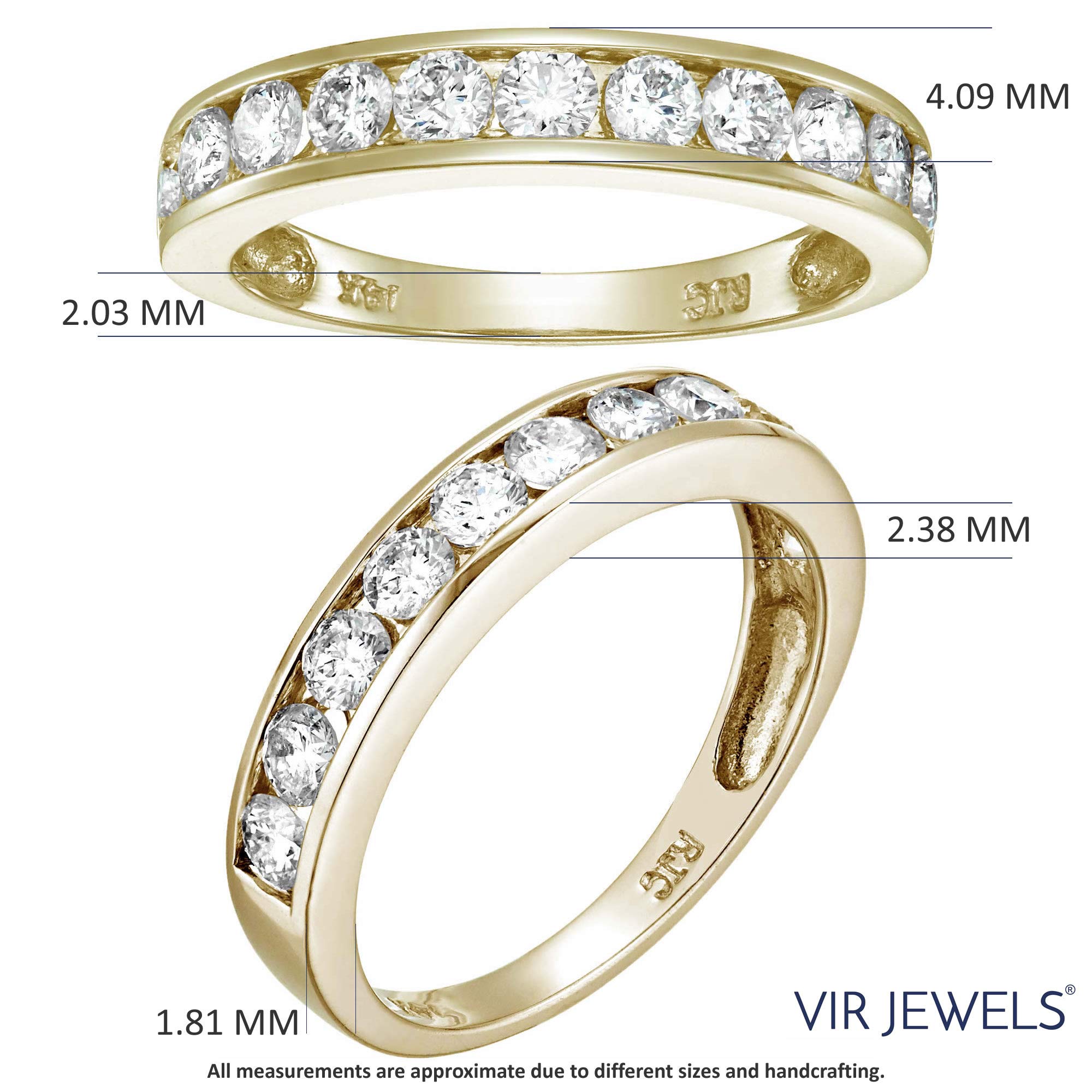 VIR JEWELS 1 cttw Diamond Wedding Anniversary Band for Women Half Eternity Diamond Engagement Ring 14K Yellow Gold Channel Set SI2-I1 Clarity Certified Size 7