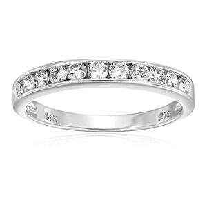 vir jewels 1/2 carat (ctw) diamond wedding anniversary band for women, half eternity round diamond engagement ring 14k white gold channel set 0.50 cttw, size 7