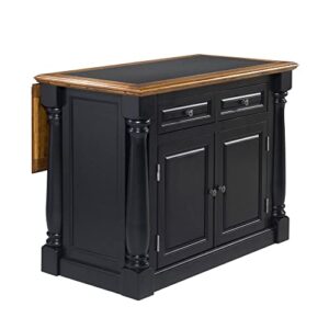 monarch black/distressed oak kitchen island with granite top by home styles