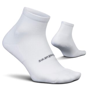 feetures unisex high performance cushion quarter sock (large, white)