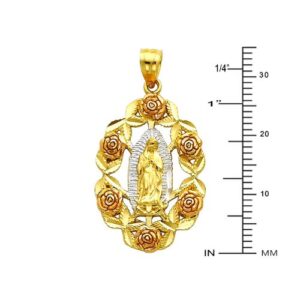 14k REAL Tri Color Gold Religious Our Lady of Guadalupe Charm Pendant