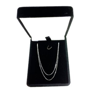 Jewelry Affairs 10k Solid Real Gold Mirror Box Chain Necklace, 0.45mm (20 Inches, White Gold)