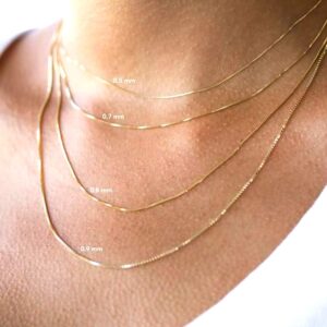 Jewelry Affairs 10k Yellow Real Solid Gold Mirror Box Chain Necklace, 1.0mm, 22"