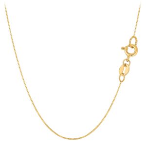 jewelry affairs 10k real solid gold mirror box chain necklace, 0.6mm (20 inches, yellow gold)