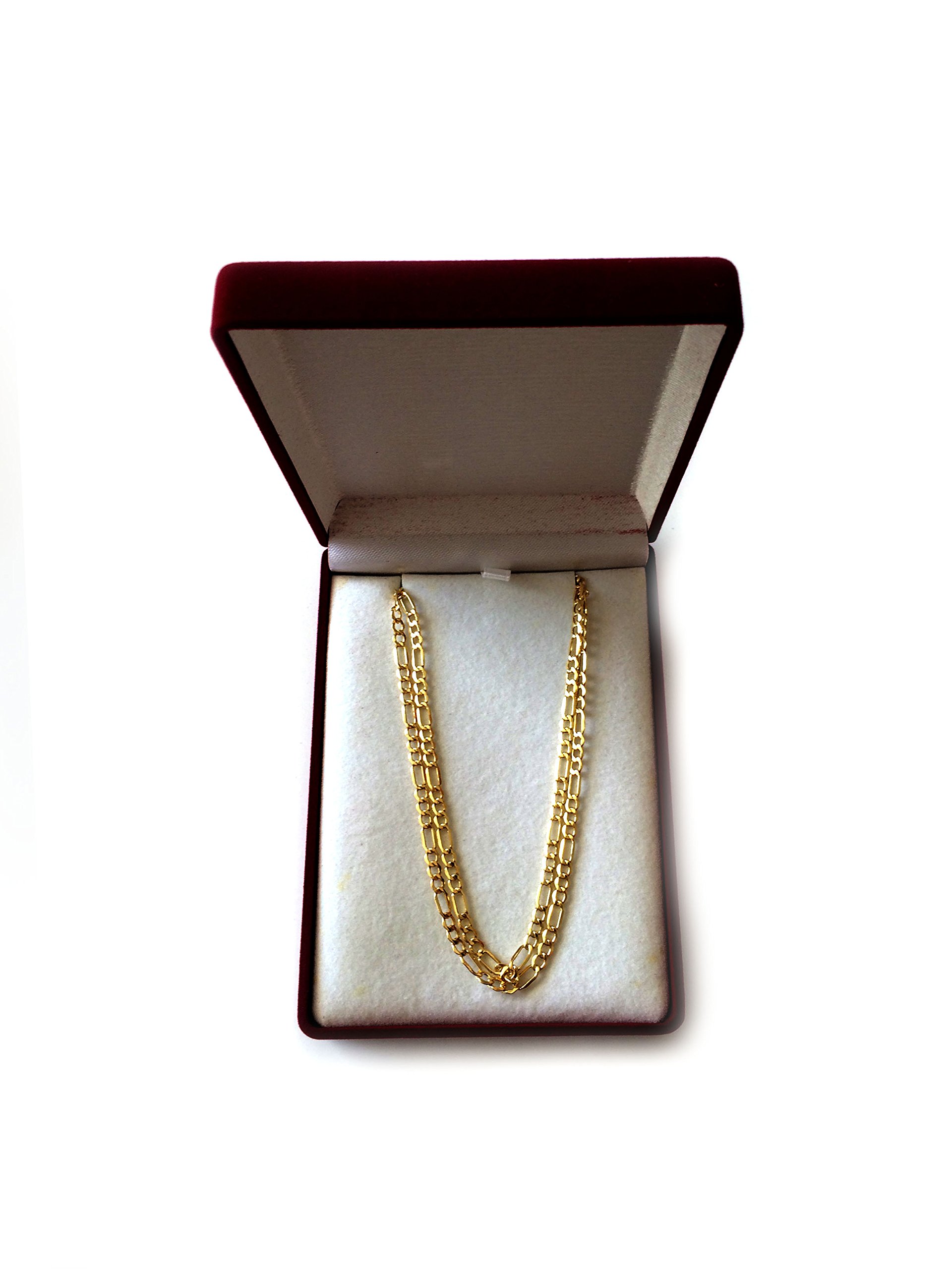 Jewelry Affairs 10k Yellow Real Gold Hollow Figaro Chain Necklace, 3.5mm, 20"