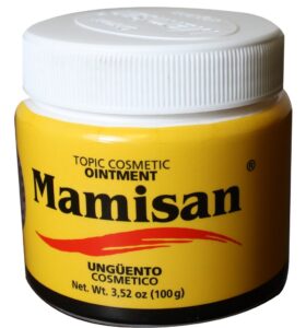 unguento mamisan 100 grams, soybean oil, petrolatum, wax, turpentine oil, methyl salicylate, eucalyptus oil fragrance, bht, d&c yellow no. 5.