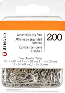 singer 00302 safety pins value pack, assorted sizes, 200-count,