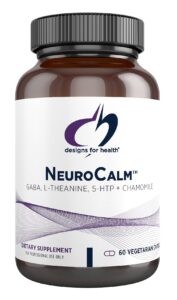 designs for health neurocalm - 5htp gaba l-theanine supplement for stress response - methylated b12, vitamin b6, taurine, chamomile & magnesium supplement for mood support (60 vegan capsules)