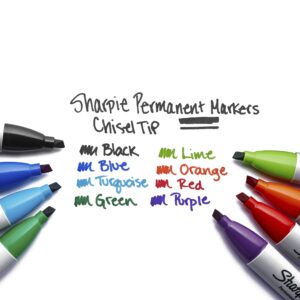 Sharpie® Permanent Markers, Chisel Tip, Black Ink, Pack of 4 Markers