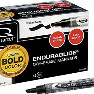 Quartet QRT50012M - Quartetreg; EnduraGlidereg; Dry-Erase Markers, Chisel Tip, Black, 12 Pack