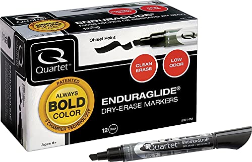 Quartet QRT50012M - Quartetreg; EnduraGlidereg; Dry-Erase Markers, Chisel Tip, Black, 12 Pack