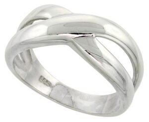 sterling silver freeform ladies ring flawless quality finish 3/8 inch wide, size 9