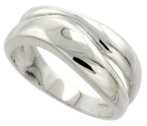 sterling silver freeform ladies ring flawless quality finish 3/8 inch wide, size 7