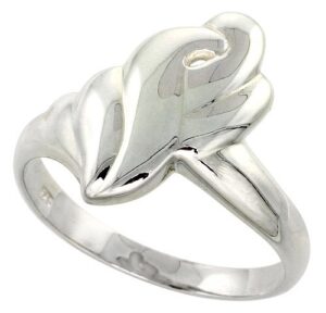 sterling silver freeform ladies ring flawless quality finish 3/4 inch wide, size 7