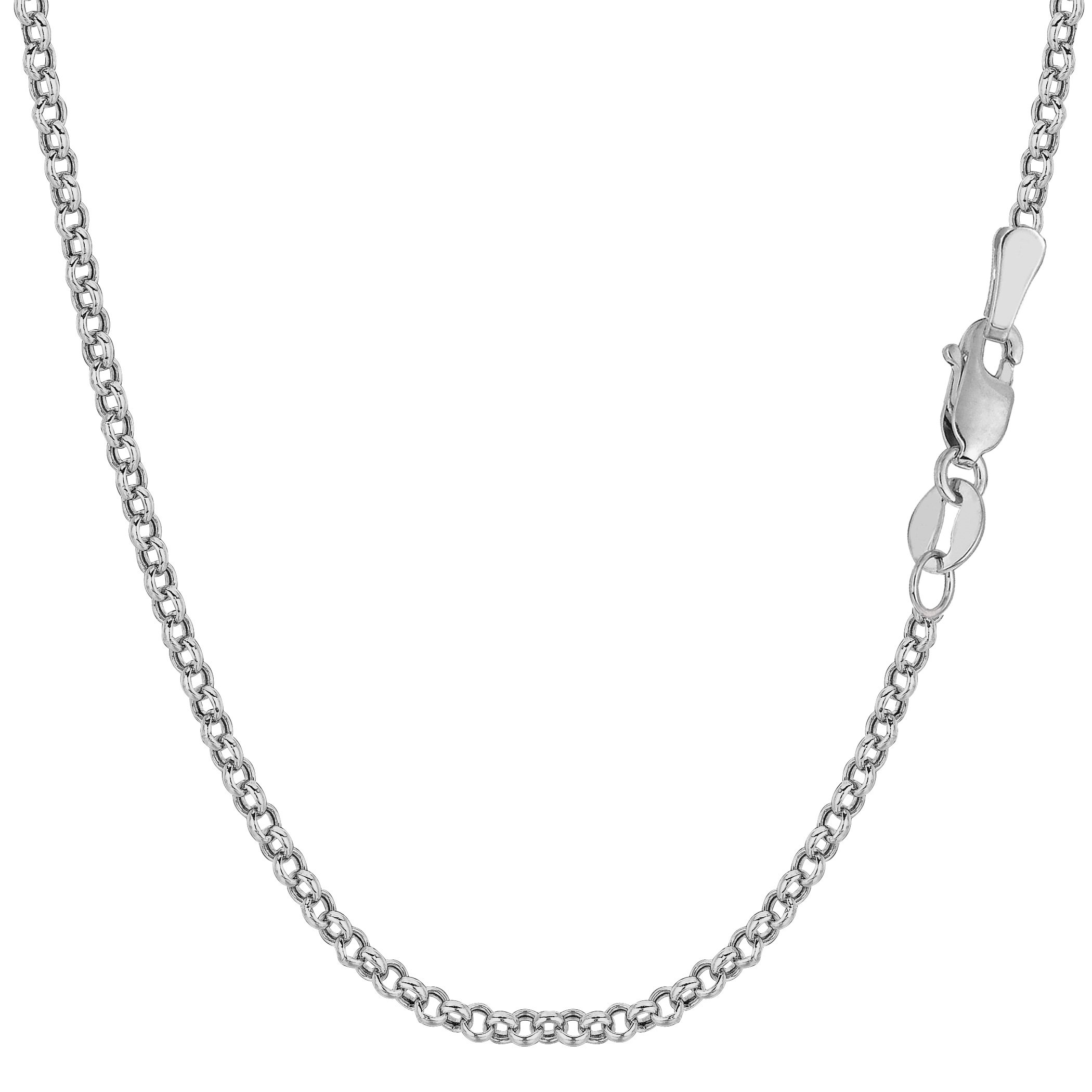 Jewelry Affairs 10k White Real Gold Round Rolo Link Chain Necklace, 2.3mm, 16"