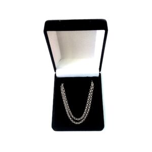 Jewelry Affairs 10k White Real Gold Round Rolo Link Chain Necklace, 2.3mm, 16"