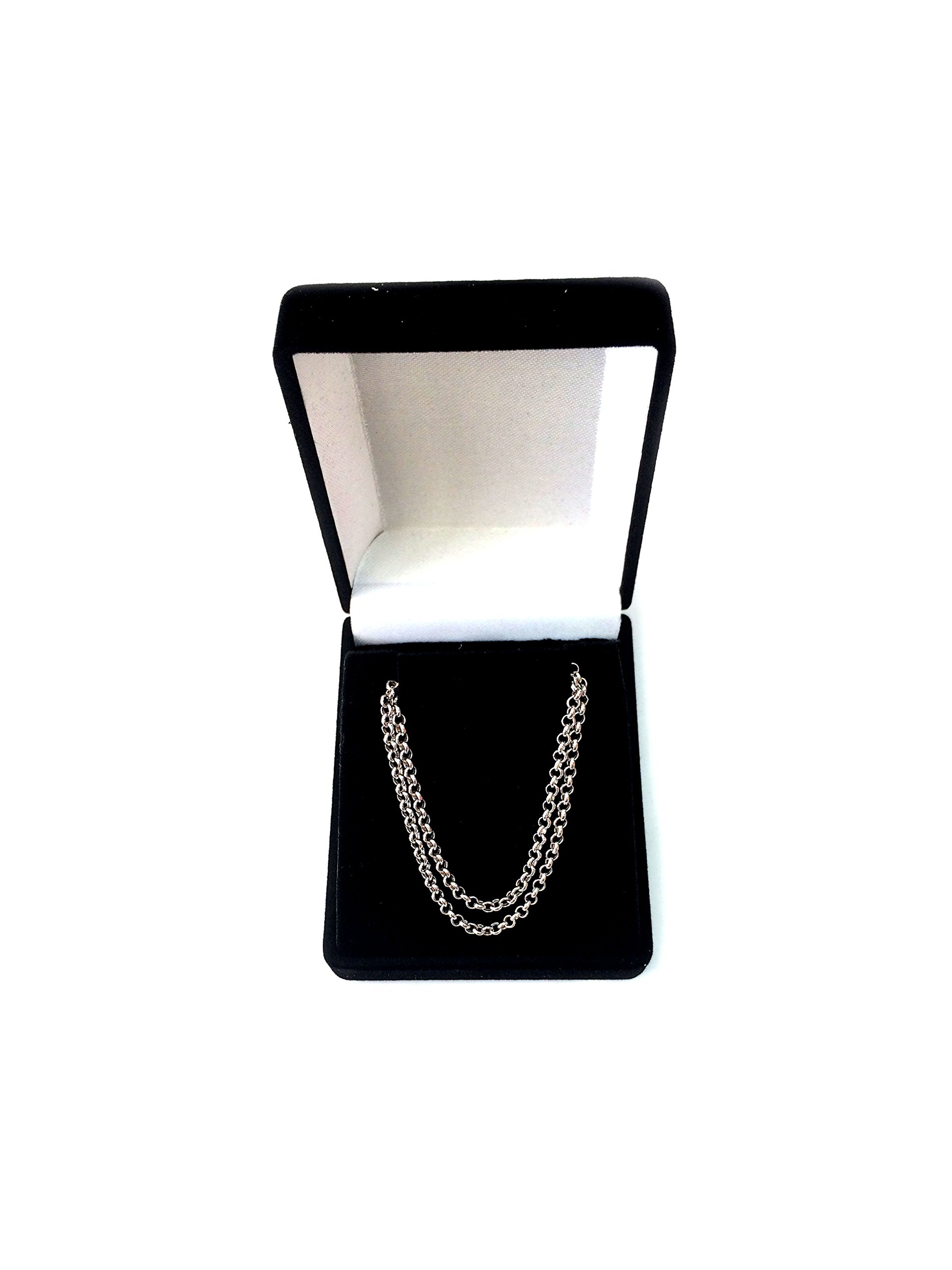 Jewelry Affairs 10k White Real Gold Round Rolo Link Chain Necklace, 2.3mm, 16"