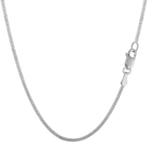 jewelry affairs 10k white real gold gourmette chain necklace, 1.5mm, 18"