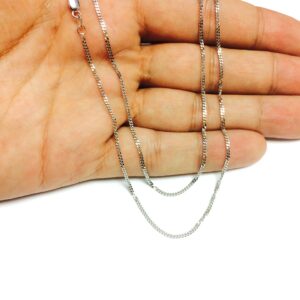 Jewelry Affairs 10k White Real Gold Gourmette Chain Necklace, 1.5mm, 18"