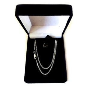 Jewelry Affairs 10k White Real Gold Gourmette Chain Necklace, 1.5mm, 18"