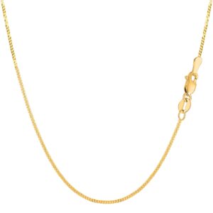 jewelry affairs 10k yellow real gold gourmette chain necklace, 1.0mm, 20"