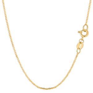 jewelry affairs 10k yellow real gold mariner link chain necklace, 1.2mm, 24"