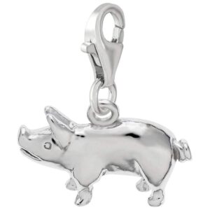 rembrandt charms pig charm with lobster clasp, sterling silver