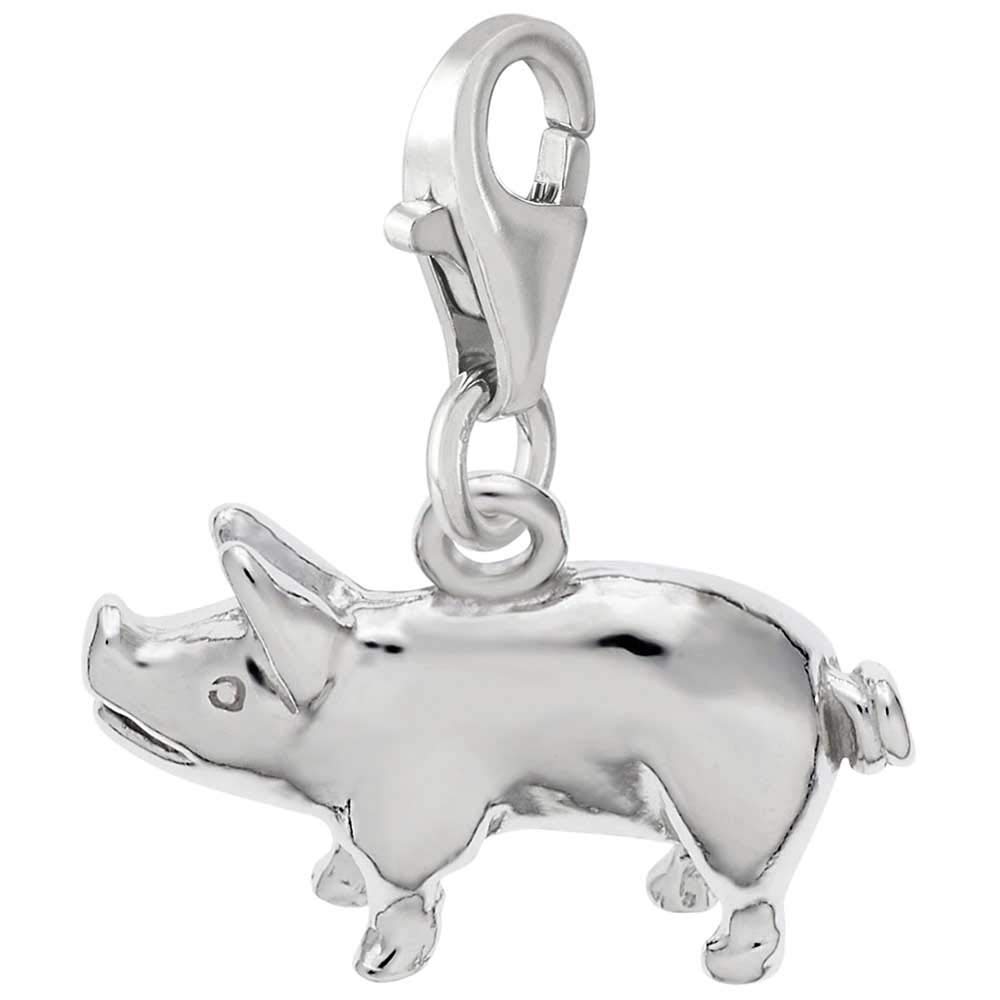 Rembrandt Charms Pig Charm with Lobster Clasp, Sterling Silver