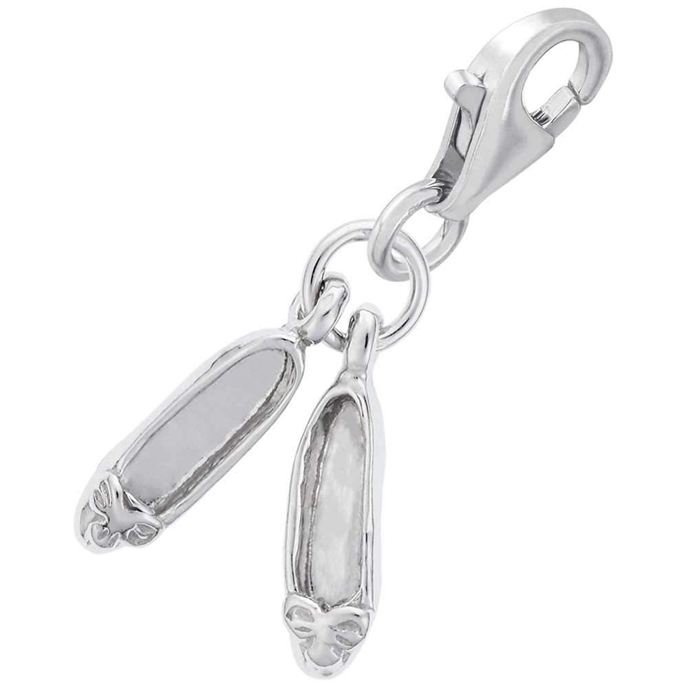 Rembrandt Charms Ballet Shoes Charm with Lobster Clasp, Sterling Silver