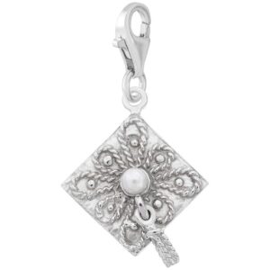 rembrandt charms graduation cap charm with lobster clasp, sterling silver