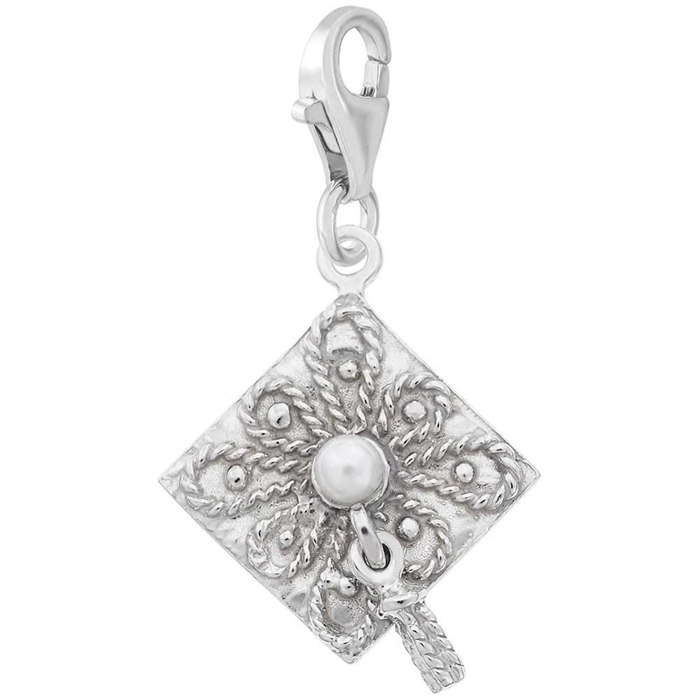 Rembrandt Charms Graduation Cap Charm with Lobster Clasp, Sterling Silver