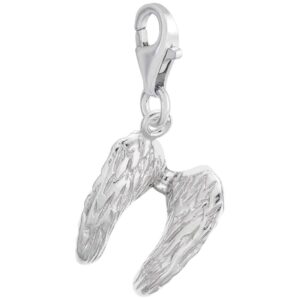 rembrandt charms angel wings charm with lobster clasp, sterling silver