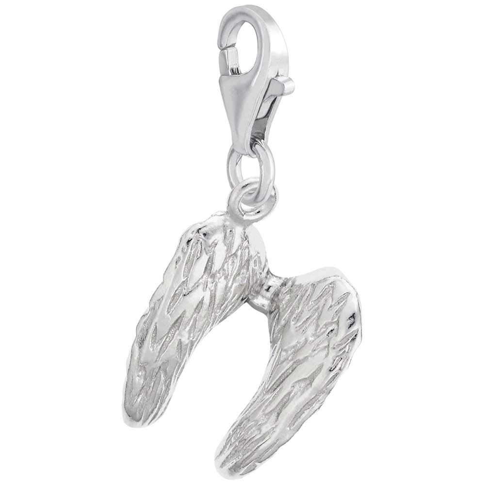 Rembrandt Charms Angel Wings Charm with Lobster Clasp, Sterling Silver