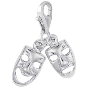 rembrandt charms comedy & tragedy charm with lobster clasp, sterling silver