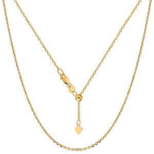 jewelry affairs 14k yellow real gold adjustable cable chain necklace, 0.9mm, 22"