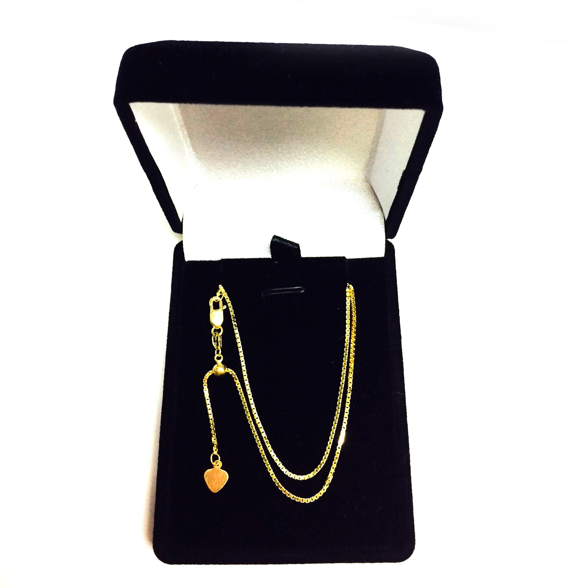 Jewelry Affairs 14k Yellow Real Gold Adjustable Box Chain Necklace, 1.15mm, 22"