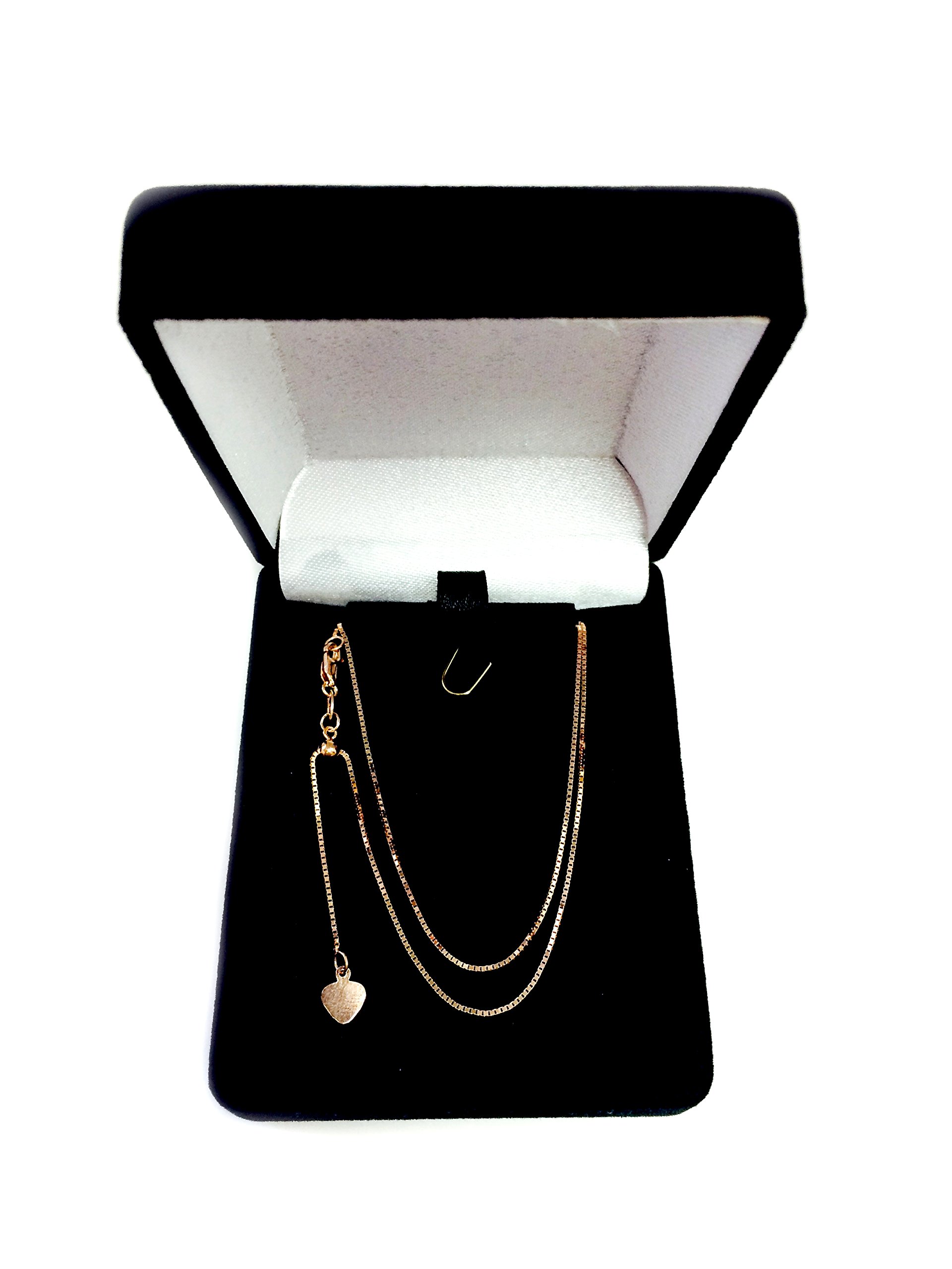 Jewelry Affairs 14k Rose Solid Real Gold Adjustable Box Chain Necklace, 0.7mm, 22"