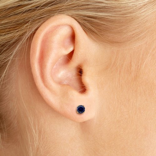 14k Yellow Gold 4 mm Round Sapphire Stud Earrings