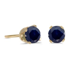 14k yellow gold 4 mm round sapphire stud earrings